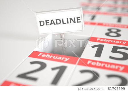 DEADLINE plate on February 14 in a calendar, 3d... - Stock Illustration ...