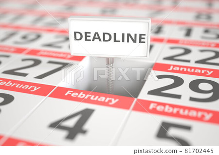 DEADLINE plate on January 28 in a calendar,... - Stock Illustration ...