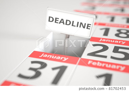 DEADLINE plate on January 24 in a calendar, 3d... - Stock Illustration ...