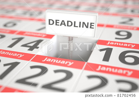 DEADLINE plate on January 15 in a calendar, 3d... - Stock Illustration ...
