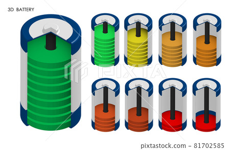 Isometric battery with charge level. Energy... - Stock Illustration ...