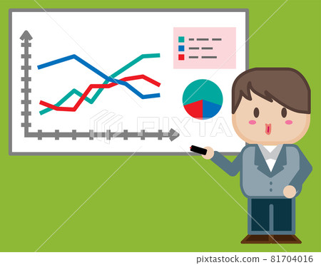 cartoon businessman presenting business chart... - Stock Illustration ...