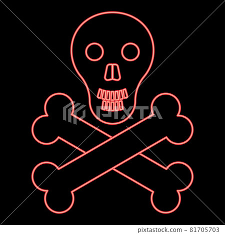 Neon skull and bones red color vector - Stock Illustration [81705703 ...