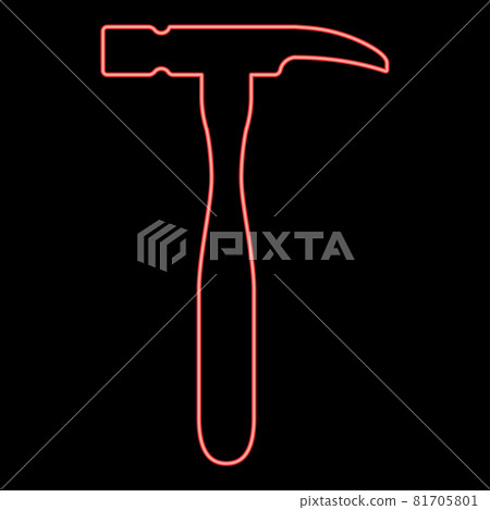 Neon hammer red color vector illustration flat - Stock Illustration ...