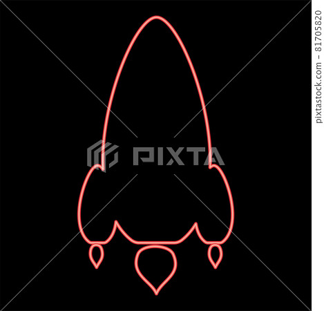 Neon rocket red color vector illustration flat -插圖素材 [81705820] - PIXTA圖庫