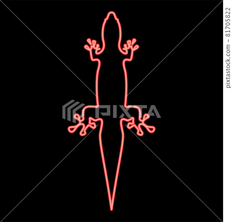 Neon lizard red color vector illustration flat - Stock Illustration ...