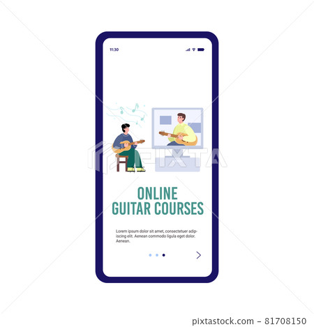 Onboarding screen for online guitar music... - Stock Illustration ...