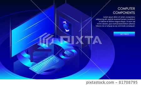 Computer components web banner template, vector... - Stock Illustration ...