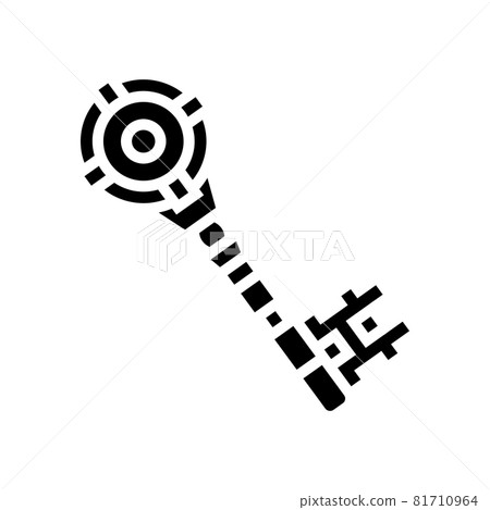 ancient key glyph icon vector illustration - Stock Illustration ...