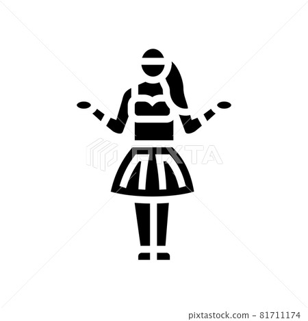 hula hawaiian dance glyph icon vector illustration-插圖素材 [81711174 ...