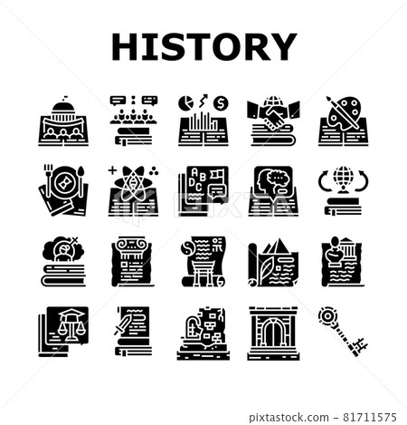 History Learn Educational Lesson Icons Set Vector - Stock Illustration ...
