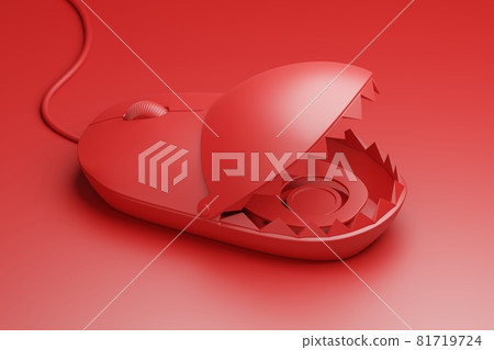 Isometric 3D rendering Mouse red color with... - Stock Illustration ...