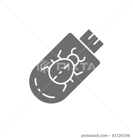 Trojan virus on usb flash drive grey icon. - Stock Illustration ...