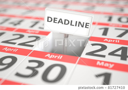DEADLINE sign on April 23 in a calendar, 3d... - Stock Illustration ...