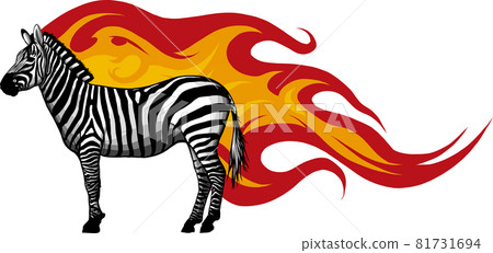 Animal illustration of vector zebra with flames - Stock Illustration ...