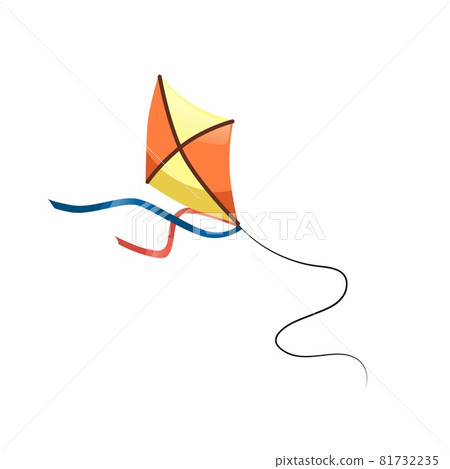 Flat cartoon kite on string,healthy family and... - Stock Illustration ...
