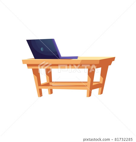 Flat cartoon laptop on table,electronic... - Stock Illustration ...