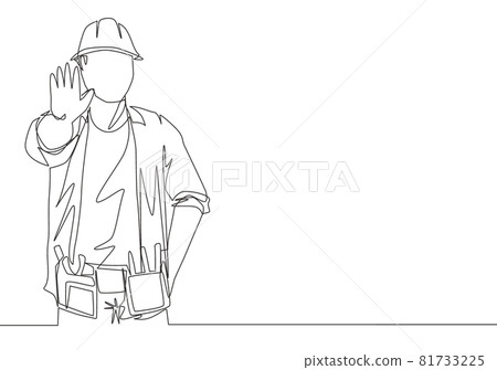 One continuous line drawing of young handyman... - Stock Illustration ...