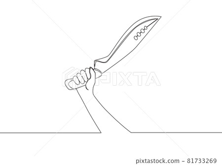 Single continuous line drawing of man holding... - Stock Illustration ...