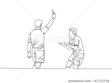 Single continuous line drawing of referee... - Stock Illustration ...
