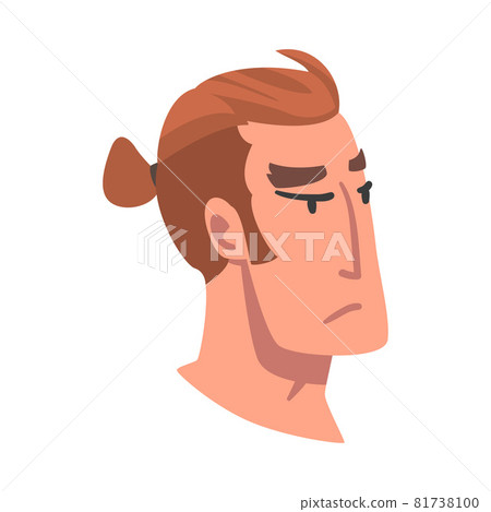 Man Head with Gloomy Facial Expression Side... - Stock Illustration ...