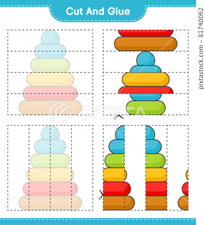 Cut and glue, cut parts of Pyramid Toy and glue... - Stock Illustration ...