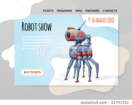 A design template for a robot exhibition, show,... - Stock Illustration ...
