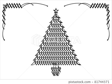 Horizontal Christmas tree with black decorative... - Stock Illustration ...
