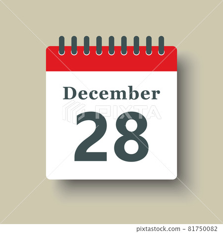 Icon day date 28 December, template calendar page - Stock Illustration ...