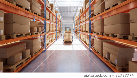 Forklift preparing products for shipment - Stock Illustration [81757774 ...