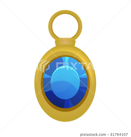 Magic amulet, golden shiny pendant in cartoon... - Stock Illustration ...