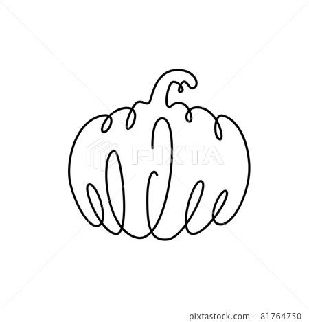 Pumpkin drawing continuous line vector...-插圖素材 [81764750] - PIXTA圖庫