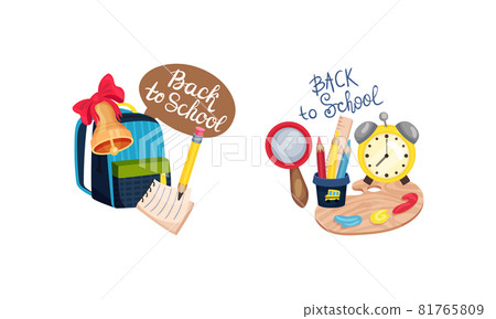 Back to School with Stationery Object Vector... - Stock Illustration ...