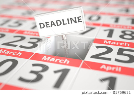 DEADLINE plate on March 24 in a calendar, 3d... - Stock Illustration ...