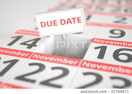 DUE DATE sign on November 15 in a calendar, 3d... - Stock Illustration ...