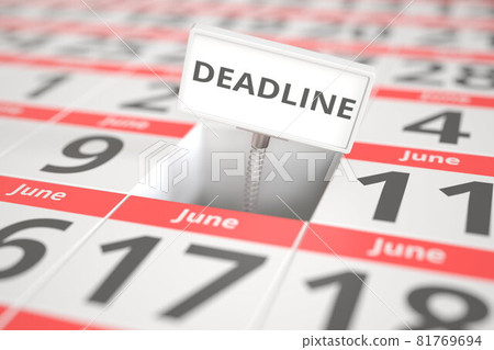 DEADLINE plate on June 10 in a calendar, 3d... - Stock Illustration ...