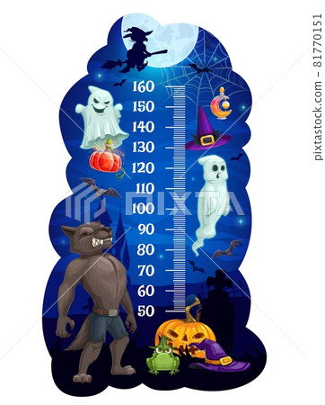 Kids height chart with Halloween monsters - Stock Illustration ...