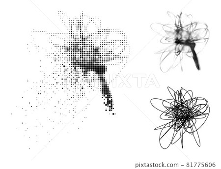 Shredded and Halftone Dotted String Mess Glyph - Stock Illustration ...