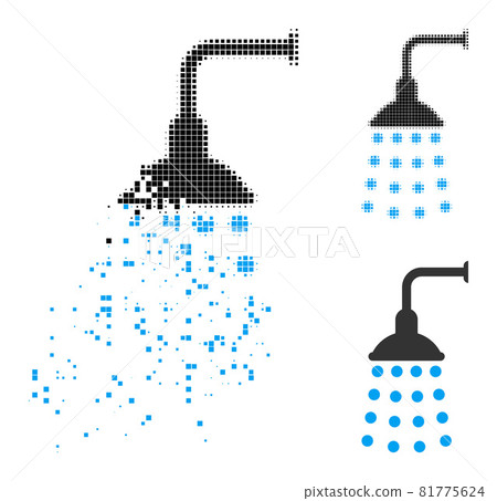 Dispersed and Halftone Pixel Shower Icon - Stock Illustration [81775624 ...