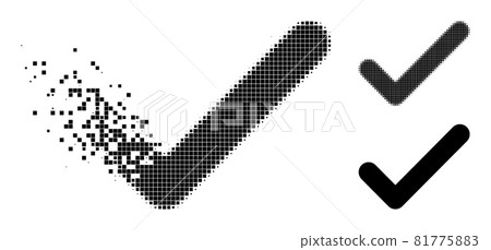 Fragmented and Halftone Pixel Ok Icon - Stock Illustration [81775883 ...