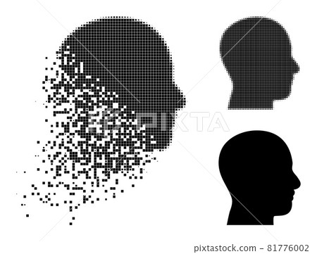 Dissolved and Halftone Pixel Head Profile Icon - Stock Illustration ...