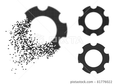 Dissipated and Halftone Pixel Gear Glyph - Stock Illustration [81776022 ...
