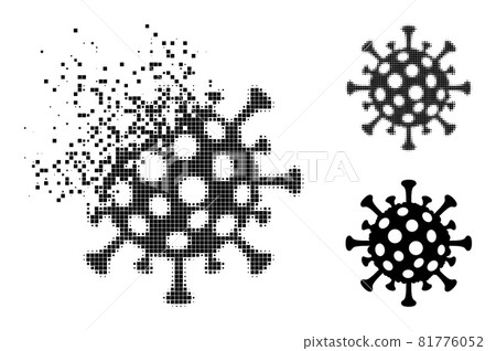 Disintegrating and Halftone Pixelated Flu Virus... - Stock Illustration ...