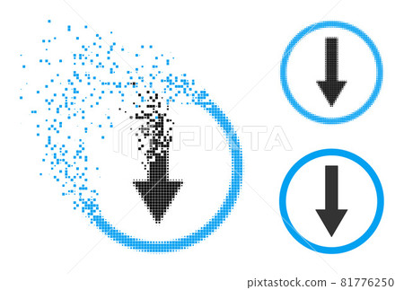 Decomposed and Halftone Dotted Down Rounded... - Stock Illustration ...