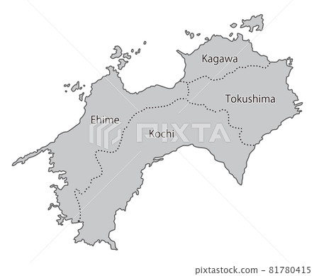 map of japan, shikoku region, geography - Stock Illustration [81780415 ...