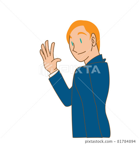 waving, wave one's hand, caucasian - Stock Illustration [81784894] - PIXTA