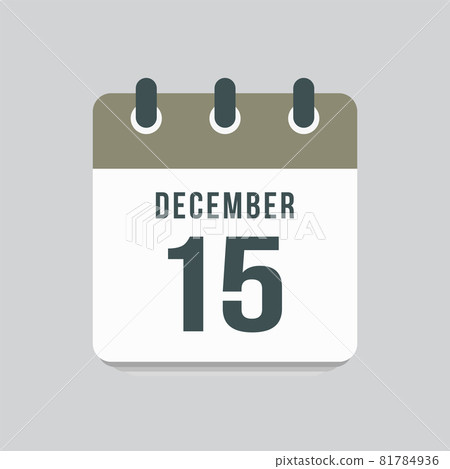 Icon day date 15 December, template calendar page - Stock Illustration ...