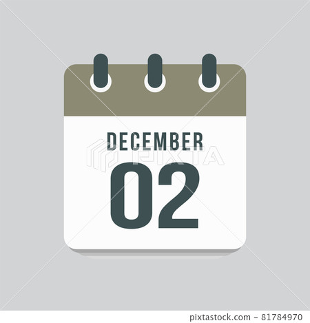 Icon day date 2 December, template calendar page - Stock Illustration ...