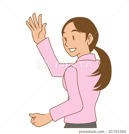 Japanese lady waving hands - Stock Illustration [81785369] - PIXTA