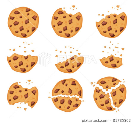 Crumbled oatmeal cookies with chocolate chips,... - Stock Illustration ...